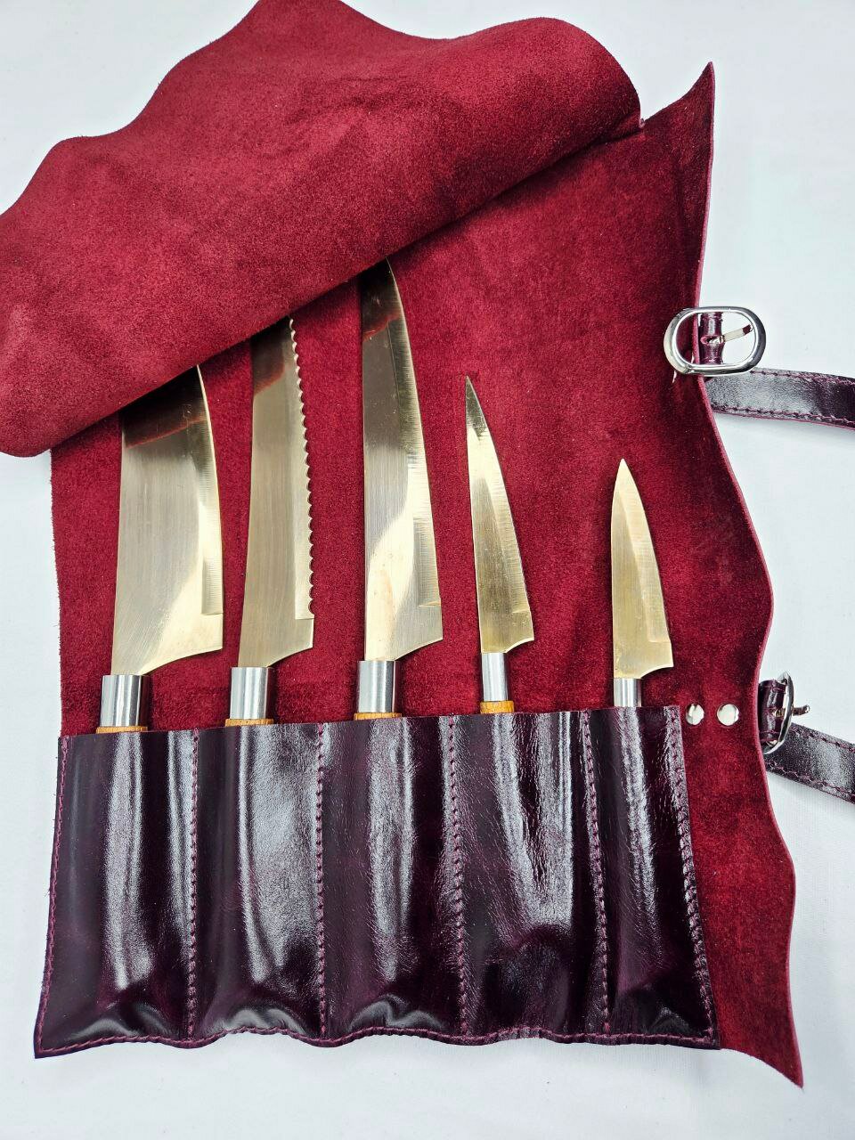 Чехол скрутка поварская для ножей кожаная