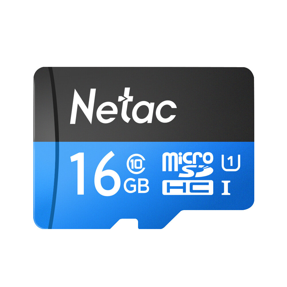 Карточка памяти Netac P500 Class 10 16G Micro SDHC TF UHS-1 черно-синий со скоростью чтения до 80MB/s