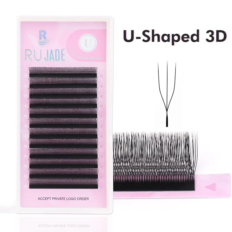 Aguud 2D Y-образные ресницы 0,07 мм 8-15 мм черные С, MIX(8-15mm), U-3DW