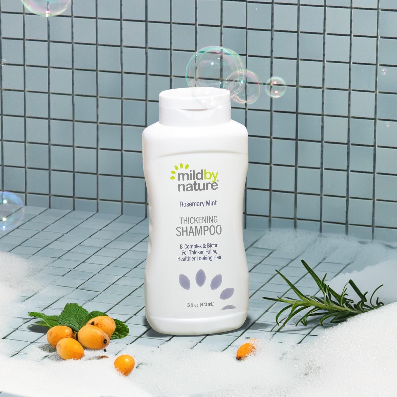 Mild By Nature, шампунь для густоты волос с B-комплексом и биотином, розмарин и мята, 473 мл