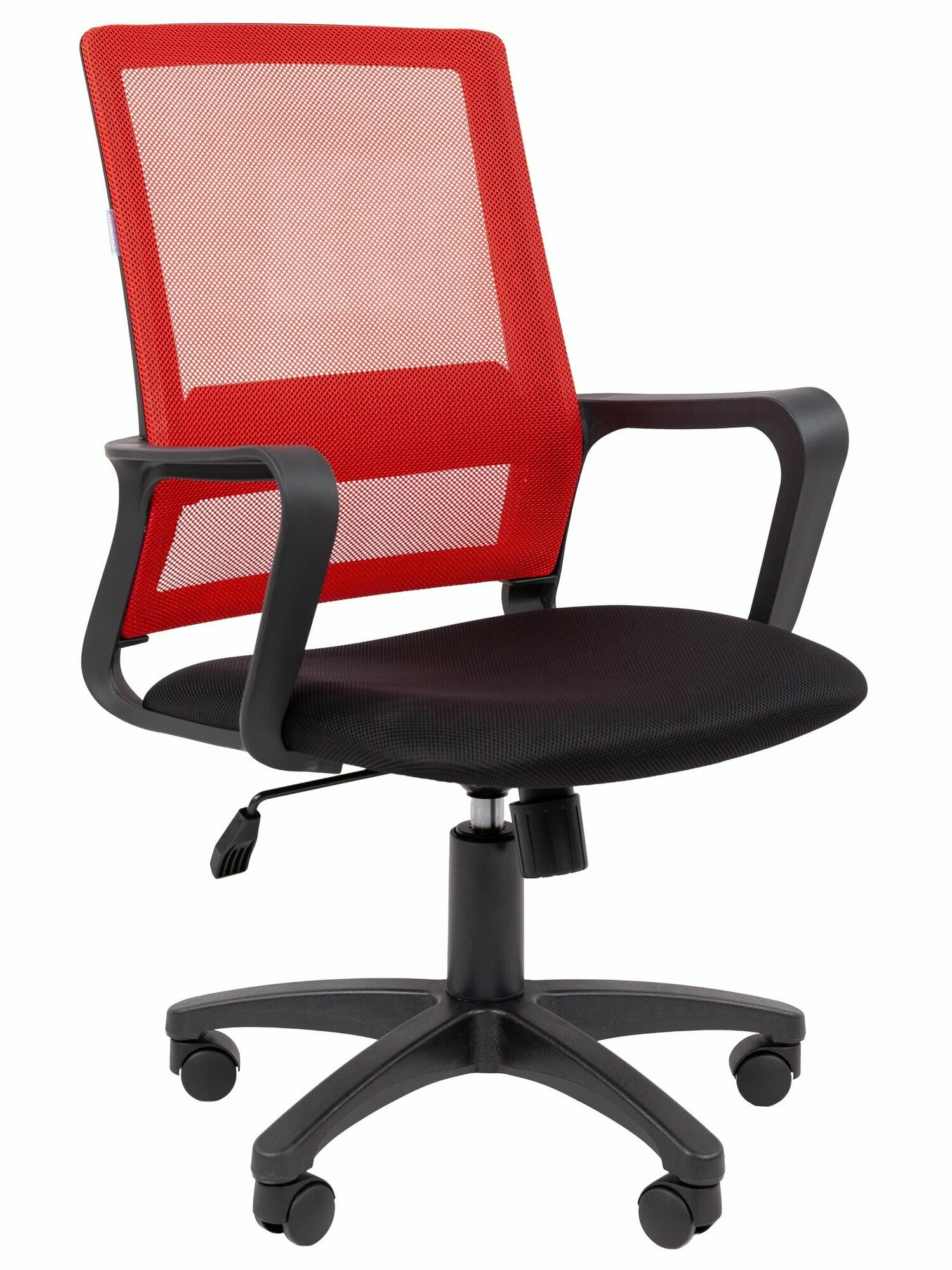 Компьютерное кресло CHAIRMAN 606 ткань/сетка черный/красный для офиса, операторов с механизмом качания и подлокотниками