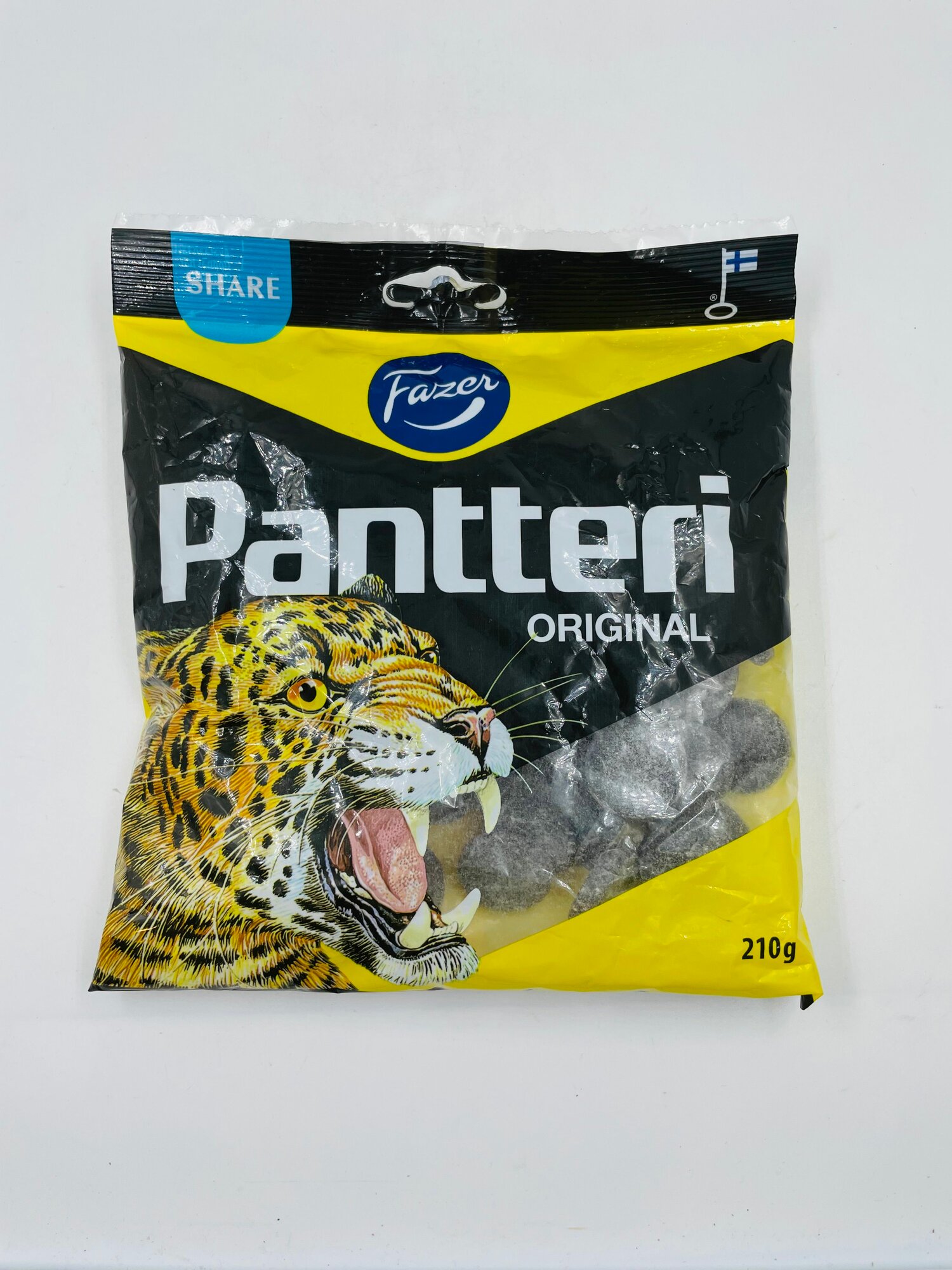 Fazer Pantteri жевательные конфеты сальмиакки в сахаре 210 г (из Финляндии)