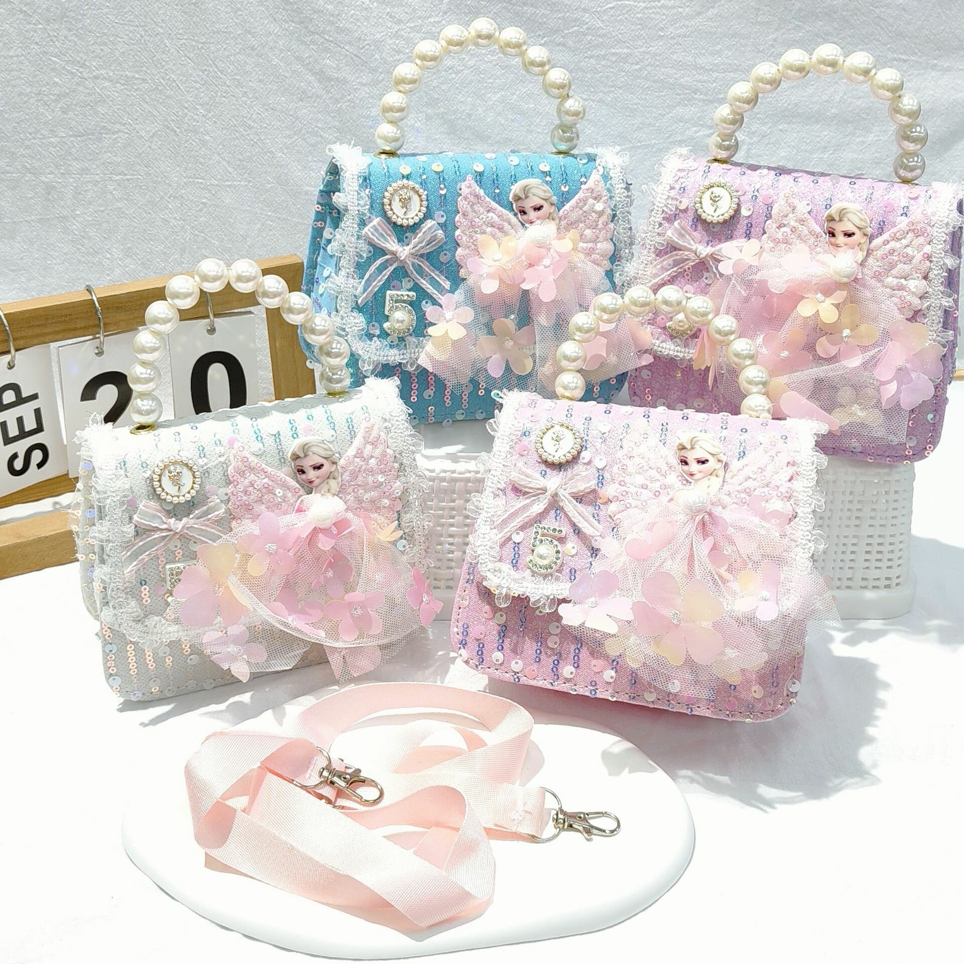 Детская сумка принцессы Эльзы, милая сумка через плечо для девочек, модная сумка, стильная сумка для маленькой девочки