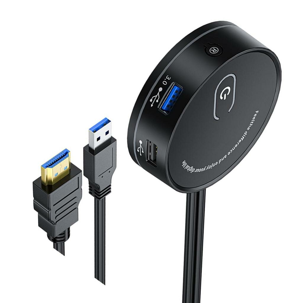 Кнопка питания ПК с USB-разъемом, Черный - Нет внешнего звука