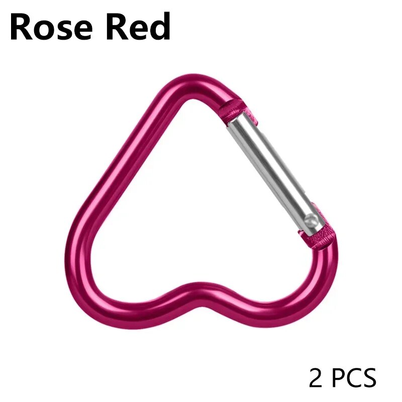 Карабины сердечком из алюминиевого сплава 2 шт. Розовый, rose red-2pcs