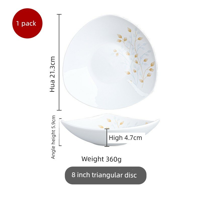Набор из 6 тарелок из костяного фарфора для домашнего использования: глубокие тарелки, керамические треугольные блюда,