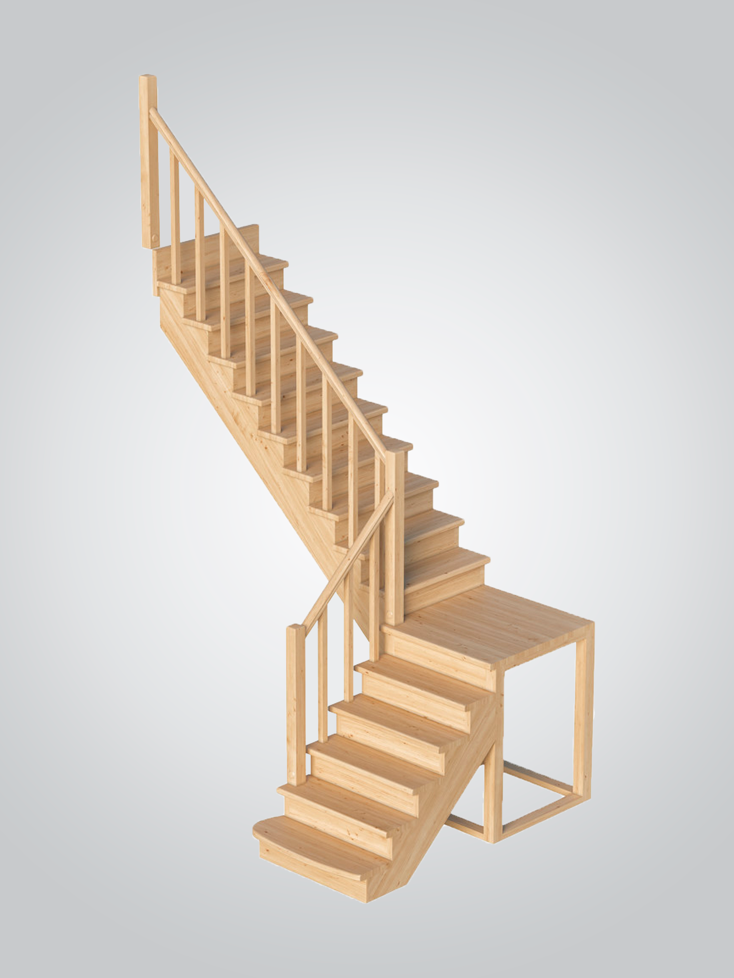 Лестница на второй этаж К-002м/3 Левая подступенками