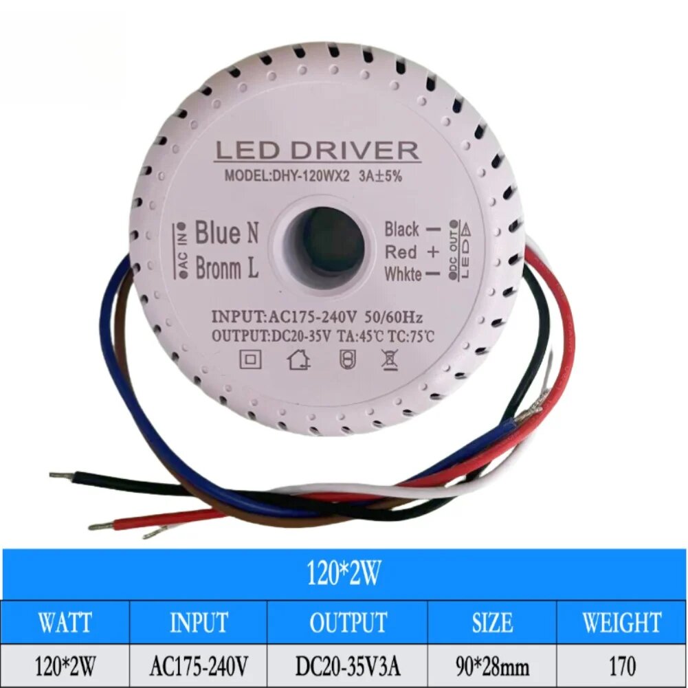 LEENKEA светодиодный драйвер 3-х цветов для люстр 120x2W