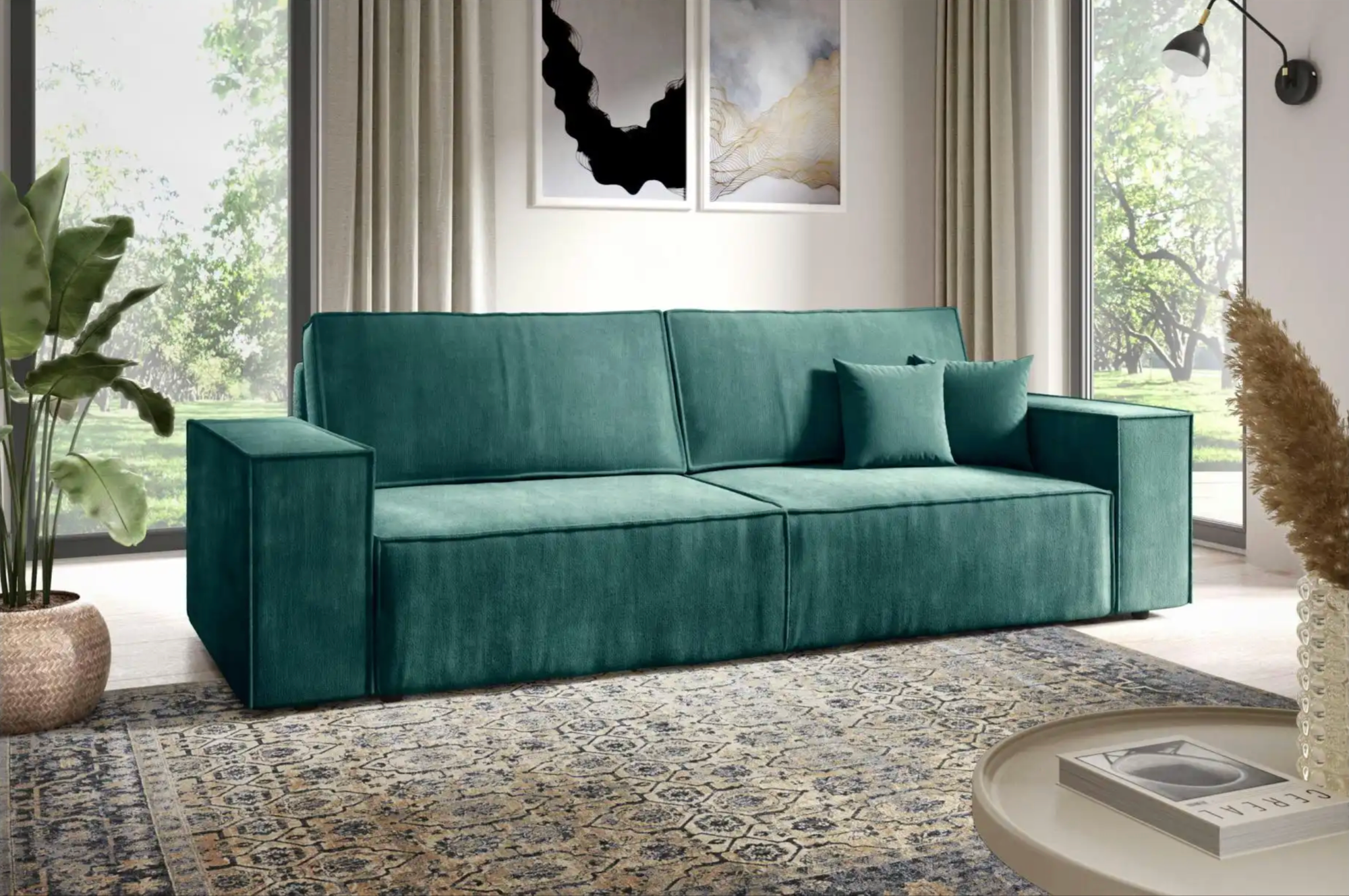 Диван Harizma-Mebel Палермо-евро-Лофт мод1, антивандальный велюр, механизм еврокнижка