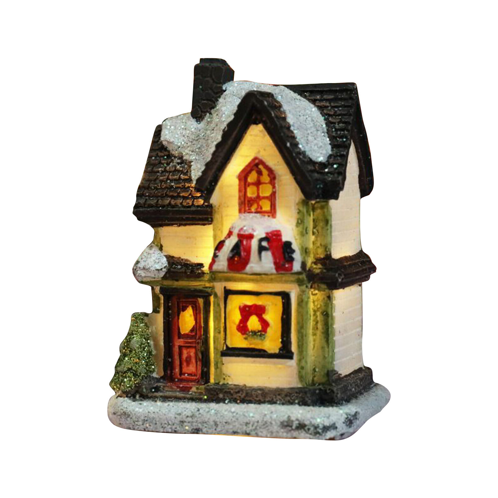 Дом для рождественской сцены с теплыми светодиодами, работающий от батарей, рождественский украшение-подарок, материал: ПВХ+резина, стиль: A, B, C, D, E, F, G, H, I, J; A1, B1, C1, D1 (по желанию), цвет света: теплый, батарейки: 3*LR41, вес упаковки: