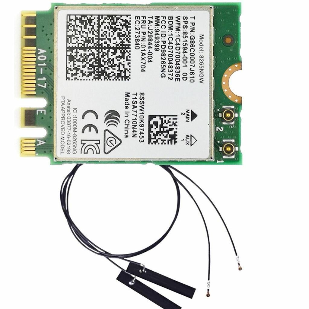 Беспроводная сетевая карта мощностью 8265NGW-со встроенной антенной