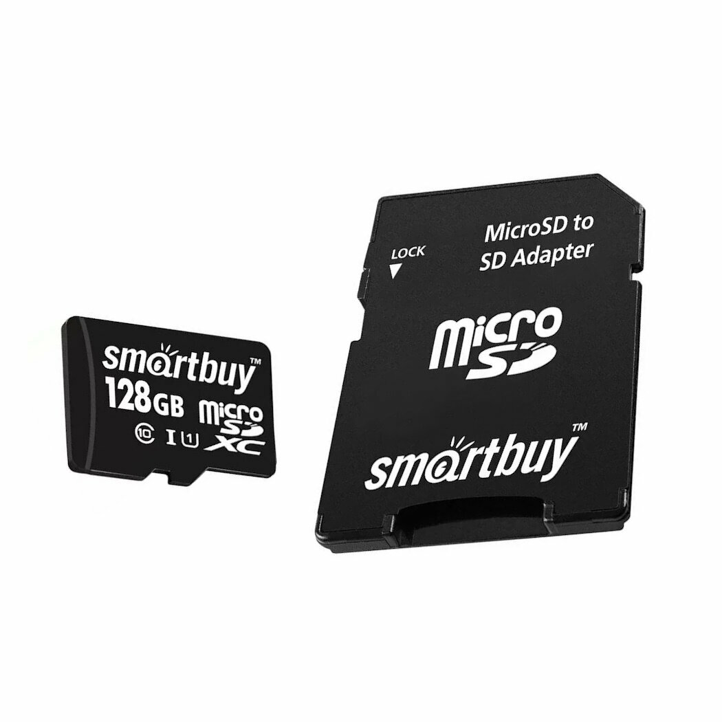 Карта памяти SmartBuy SB128GBSDCL10-01 microSDXC, 128 Гб, Class 10, SD адаптер