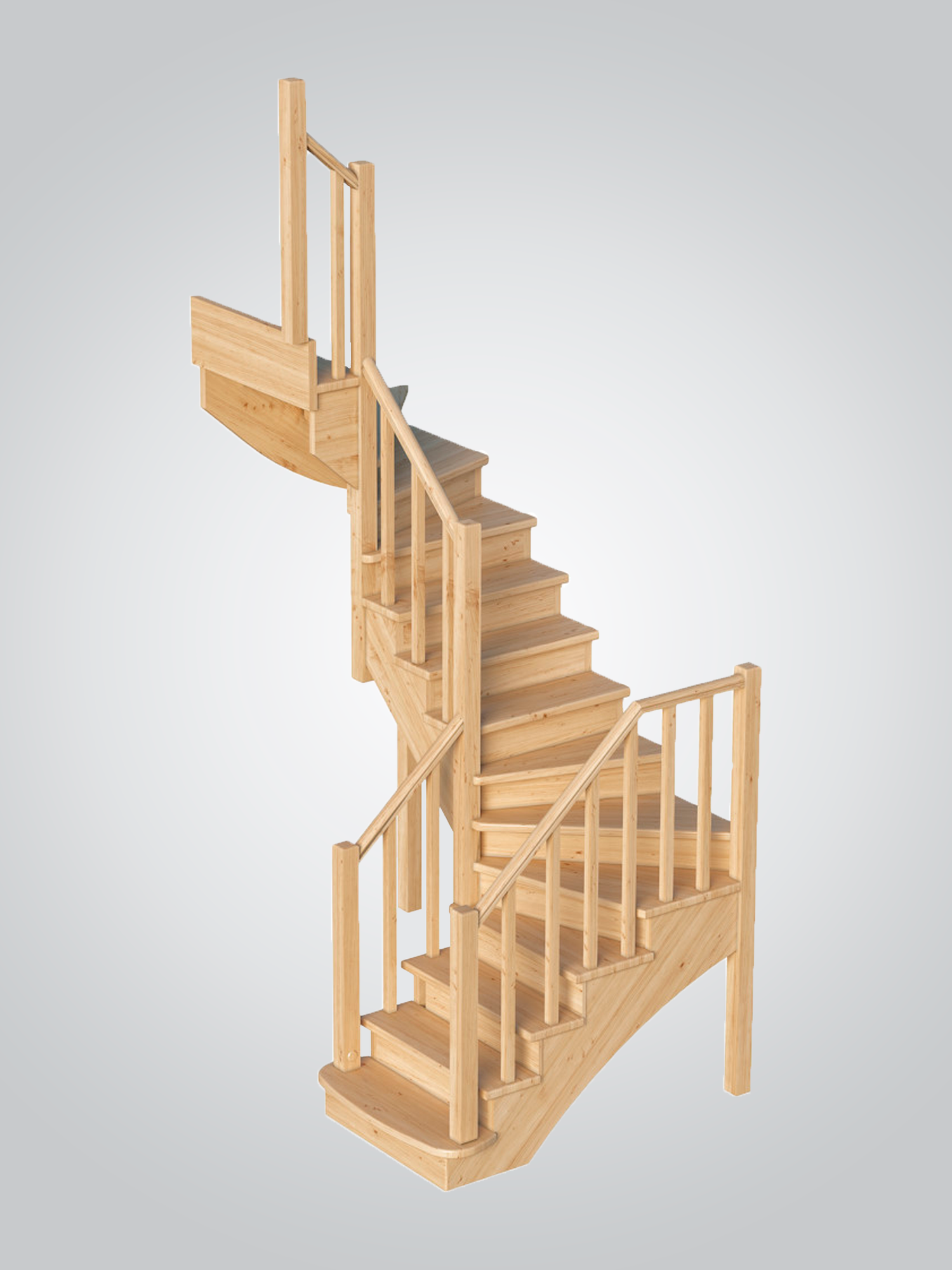 Лестница на второй этаж К-009м/2 Левая с подступенками