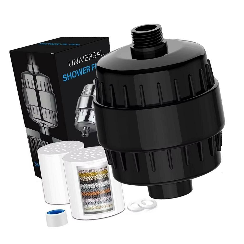 Фильтр для душевой лейки с 20-ступенчатой очисткой, Черный