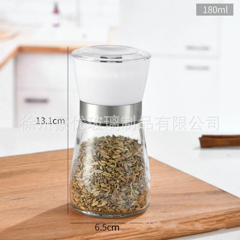 Ручная мельница для перца черного, сычуаньского перца, морской соли, из нержавеющей стали с керамическим сердечником, бутылка для приправ, стеклянная бутылка для посыпки для дома
