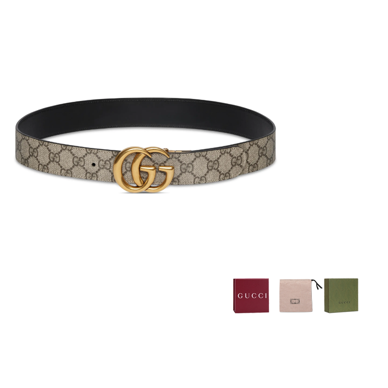 GUCCI GG Marmont Cow Leather Belts Unisex 3.7cm 80
