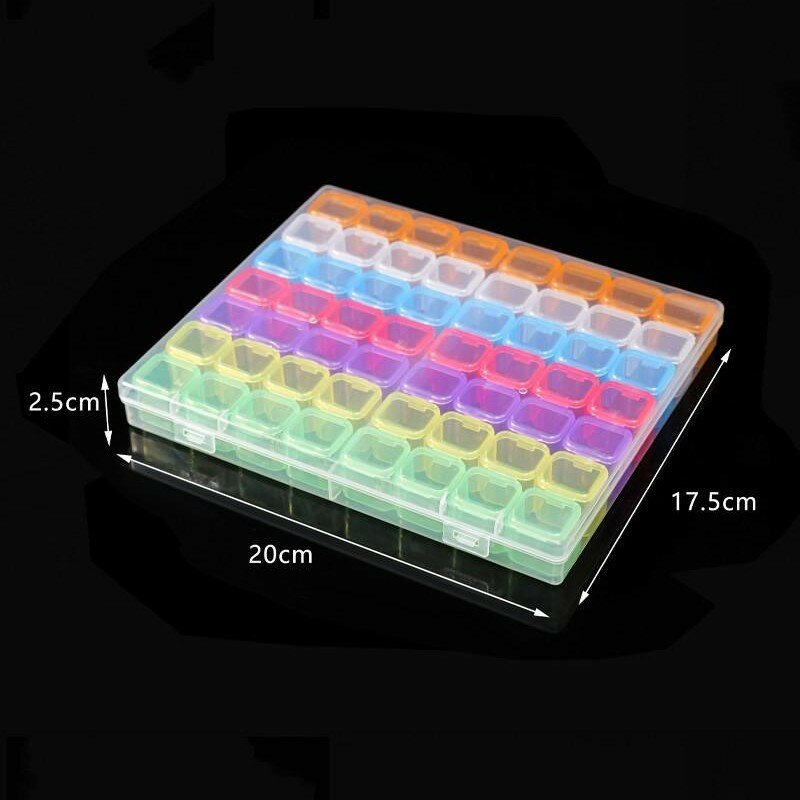 Аксессуары для нейл-арта Подарочная коробка Хранение 56 слотов Пластиковая прозрачная коробка PP Органайзер для ювелирных изделий и мелких деталей Настольный