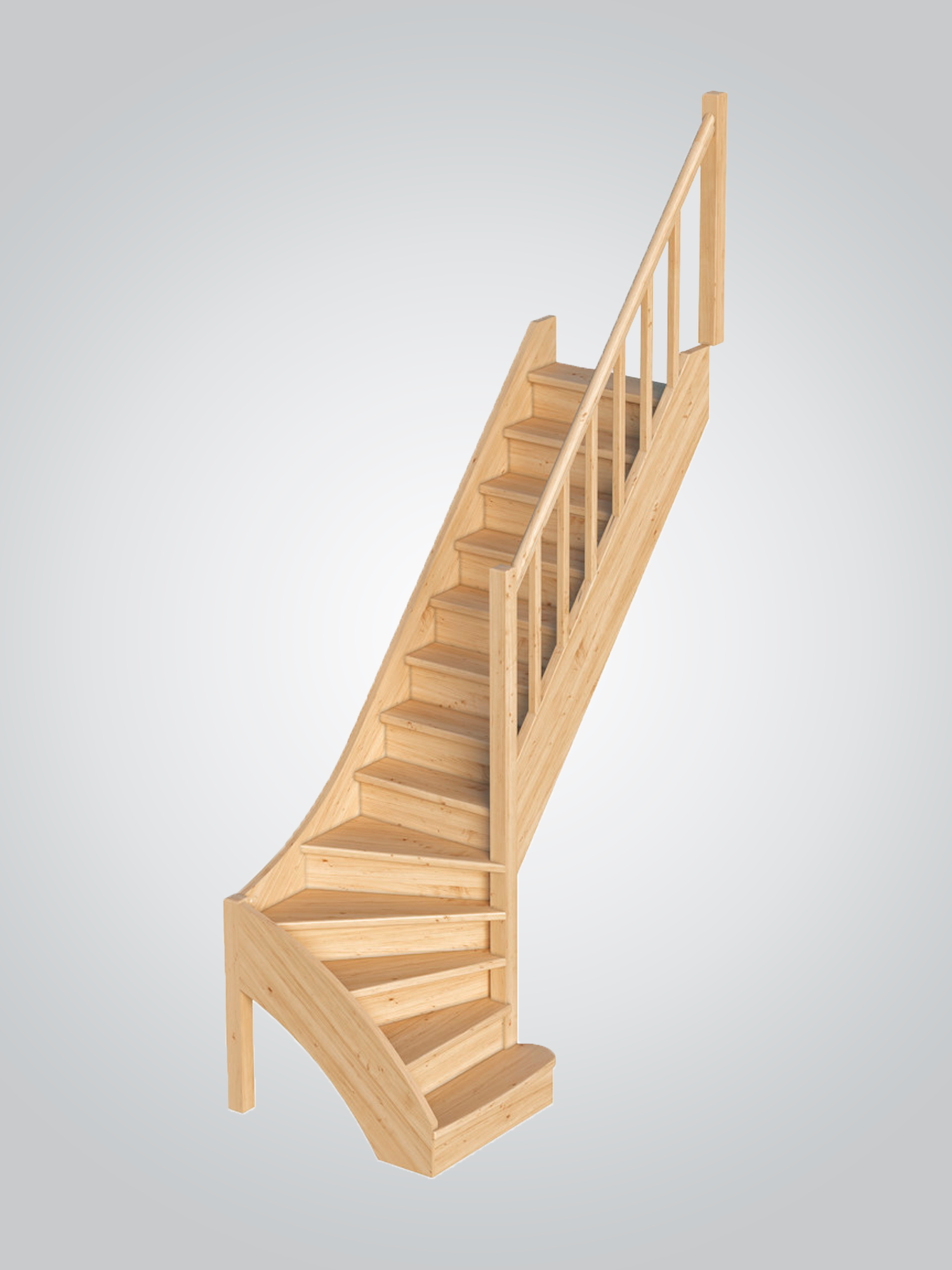 Лестница на второй этаж ЛС-07м/3 Правая с подступенками