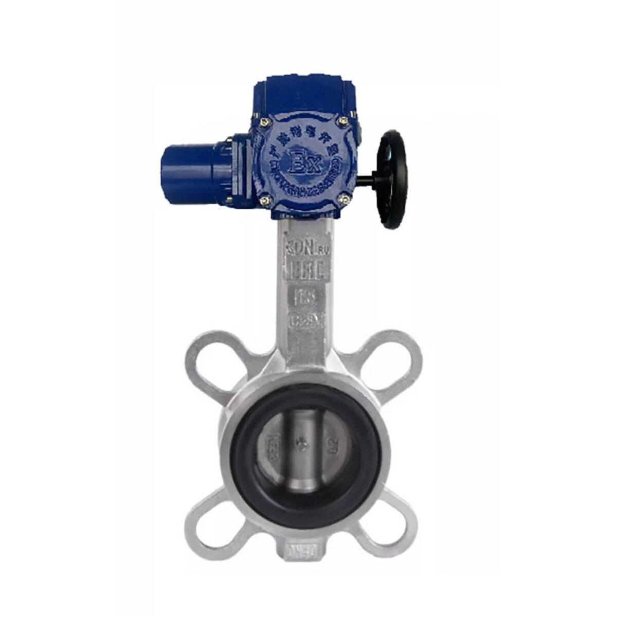 Затвор дисковый поворотный DN.ru 316L-316L-NBR Ду100 Ру16, корпус - нержавеющая сталь 316L, диск - нержавеющая сталь 316L, уплотнение - NBR, с электроприводом DN. ru QT-W (M)-015 220В