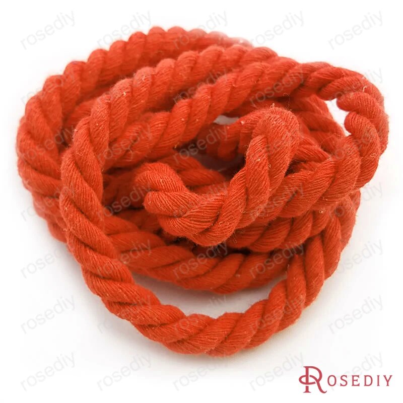 Цветная хлопковая веревка Rosediy 1 метр Красный, 20 мм, Оранжевый