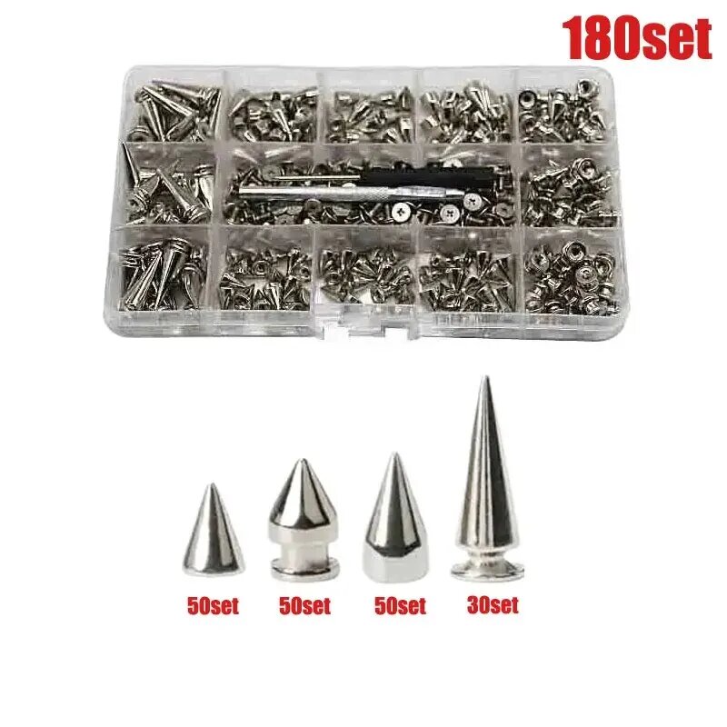 Набор заклёпок и шипов для кожи 180/80 180set silvery
