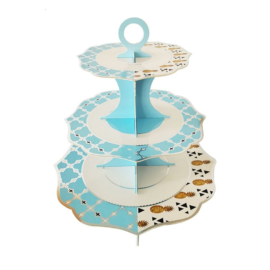 Трехъярусная картонная витрина для кексов, Синий