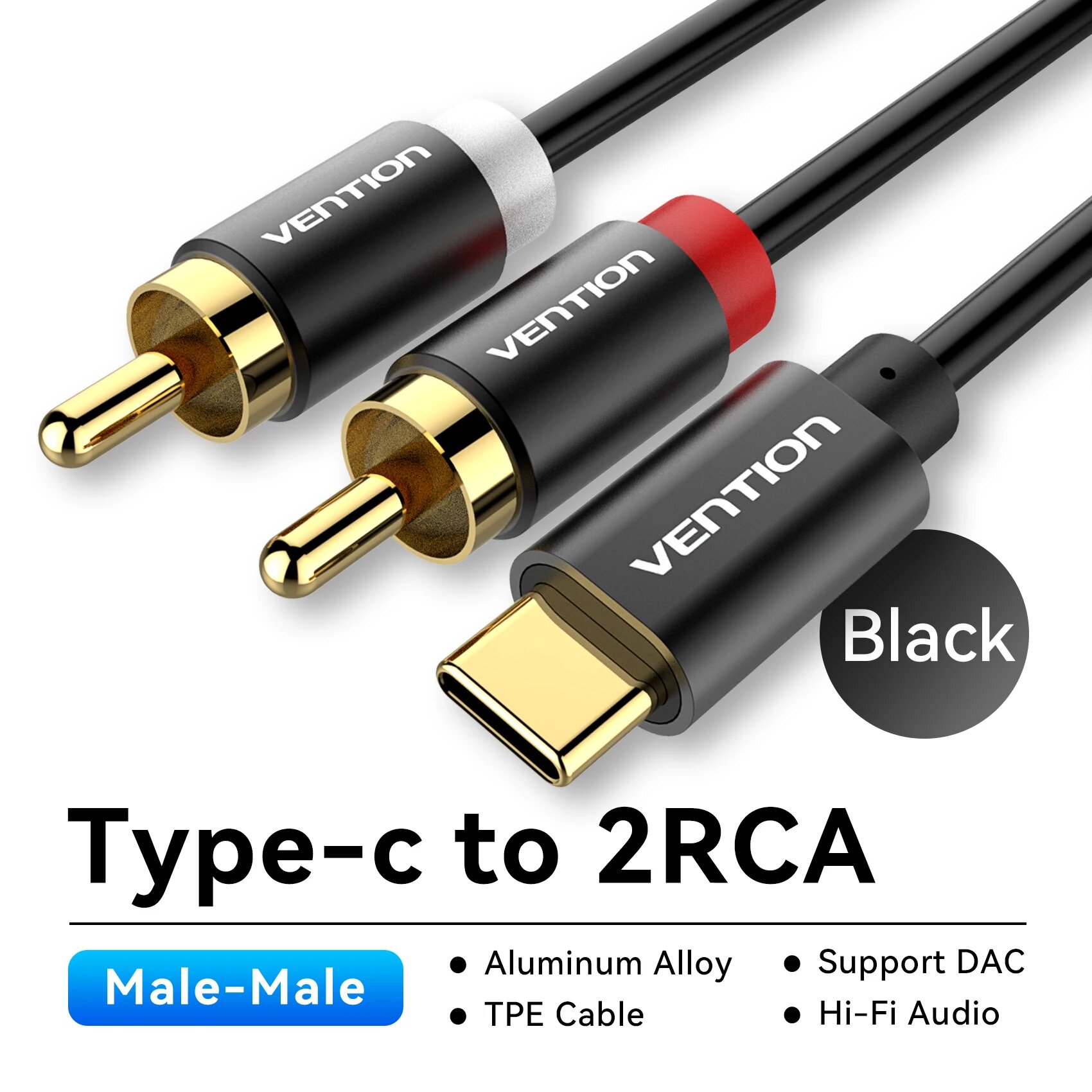 Аудиокабель Vention USB C — RCA 1/2/3 м