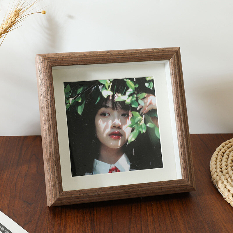 Фоторамка, полая 3D рамка, пустая рамка, деревянная рамка для поляроидов, настольная маленькая квадратная рамка, украшение