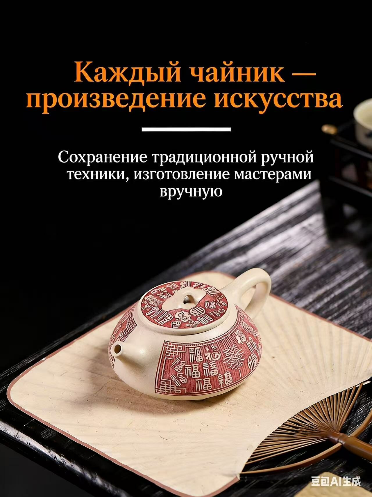 Исинский чайник "Zisha", с ковшиком, меняющим цвет и с ситечком, 240мл