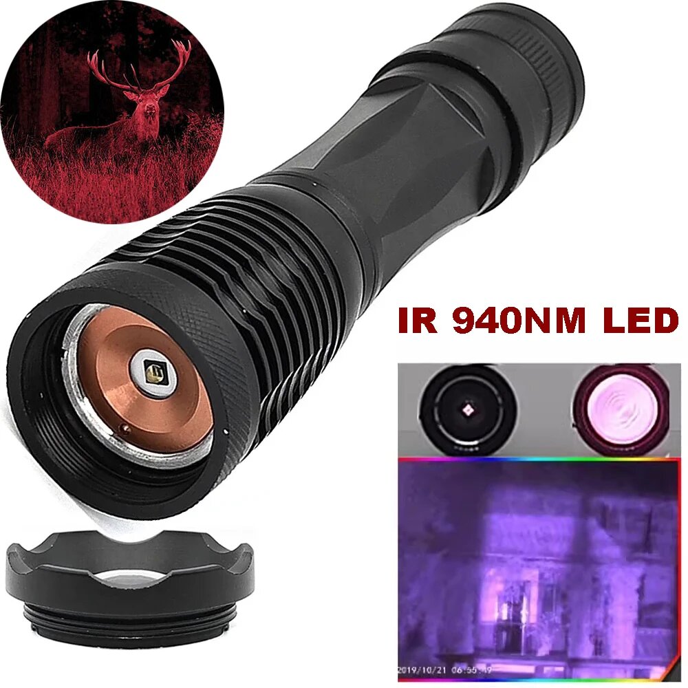 Ультра-яркий инфракрасный фонарик ночного видения мощностью 5 Вт, пополняющий ночное освещение, литиевая батарея 21700