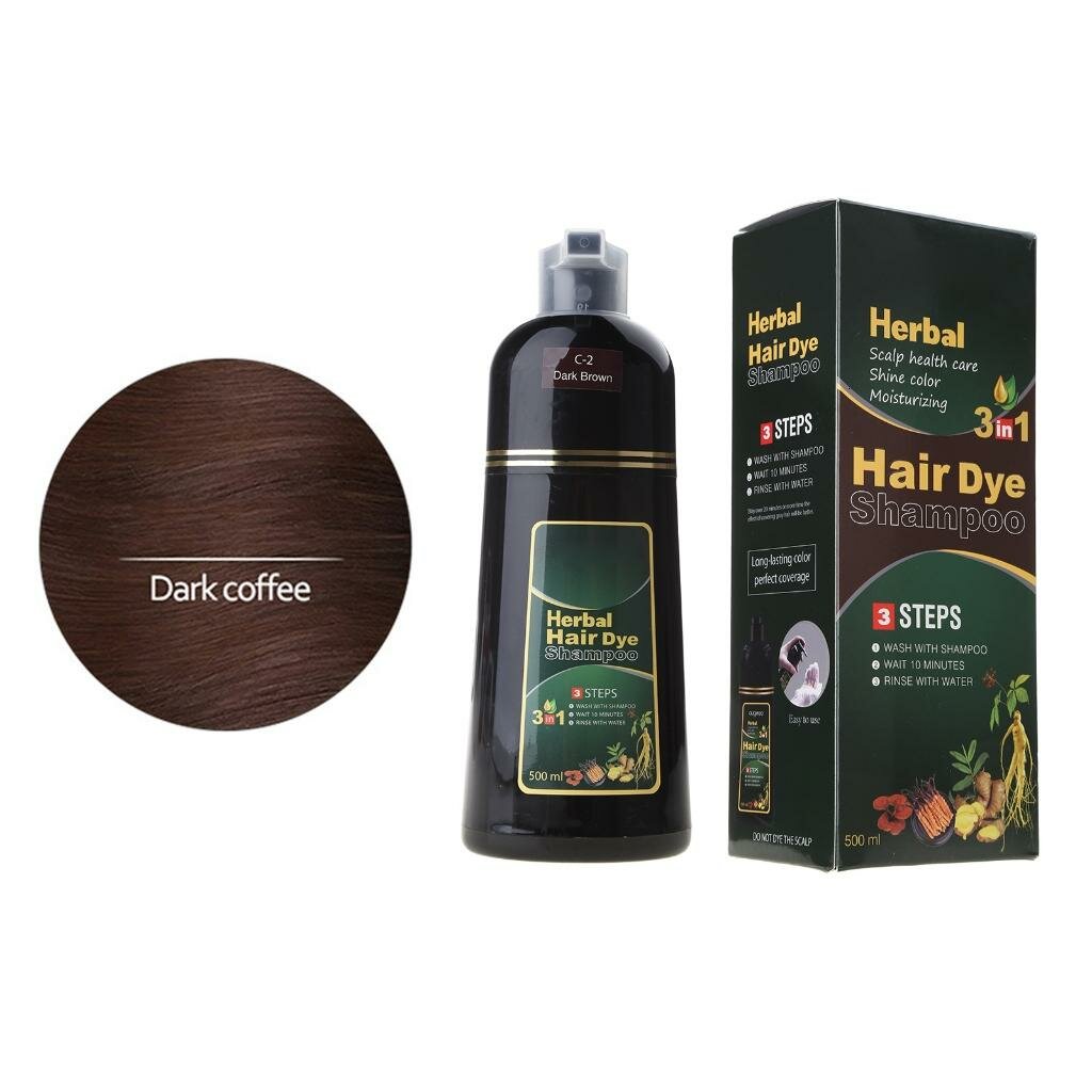 Черный шампунь-краска для волос, Темно - коричневый