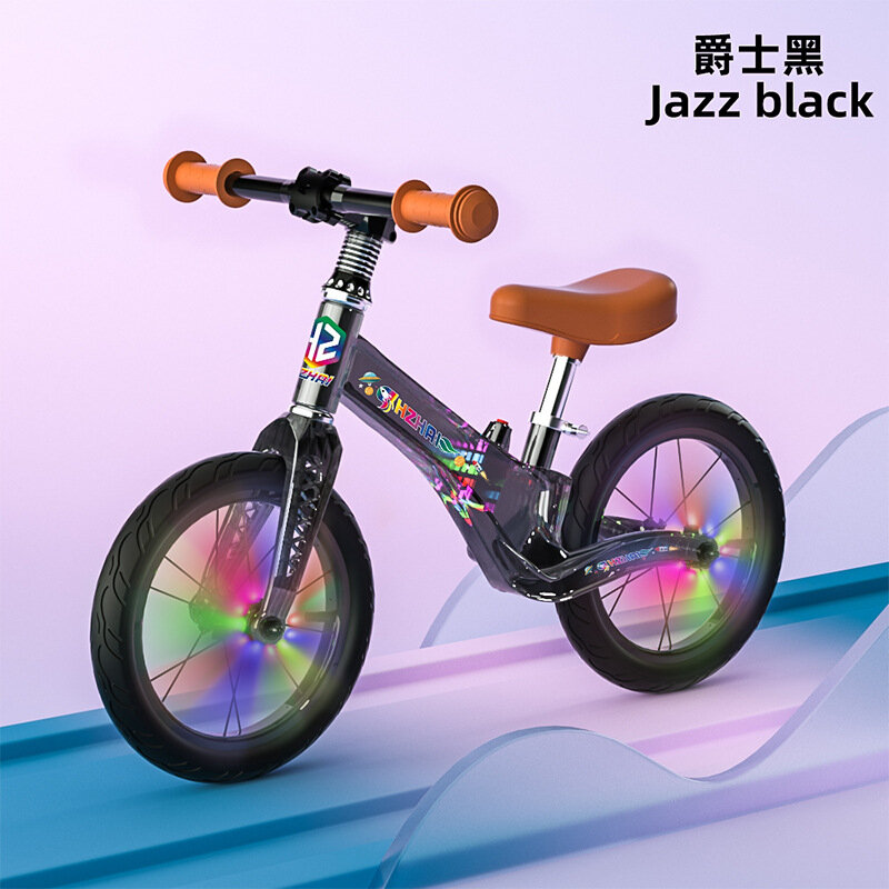 Детский балансировочный велосипед для детей 1-3-6-12 лет, без педалей, с мигающими огнями, двухколесный ходунок, обучающий самокат для мальчиков