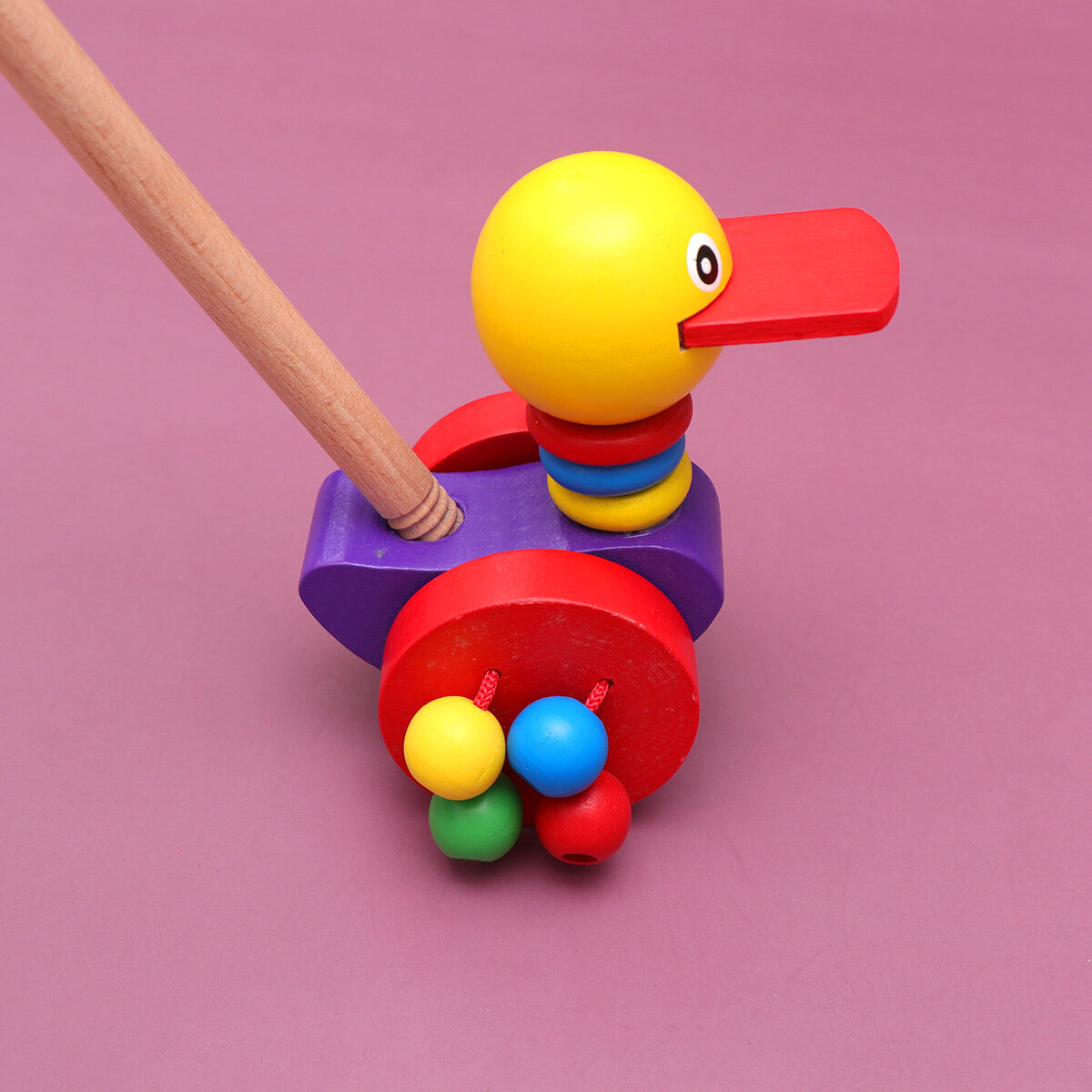 Деревянный многоцветный учебный игровой ходунок с мультяшными животными для малышей