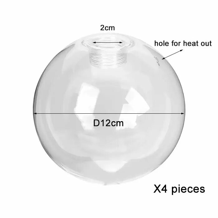 Прозрачный стеклянный абажур ручной работы D12cm 4pcs