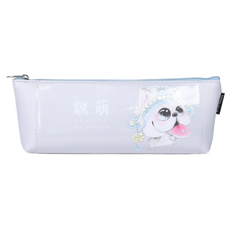 Двухслойный пенал в китайском стиле с рисунком льва, вместительный пенал из искусственной кожи и холста для