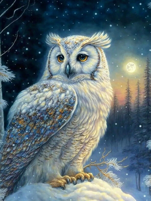 Алмазная мозаика "Cова - символ богатства и финансового благополучия". На подрамнике, 5D, 40x50 см