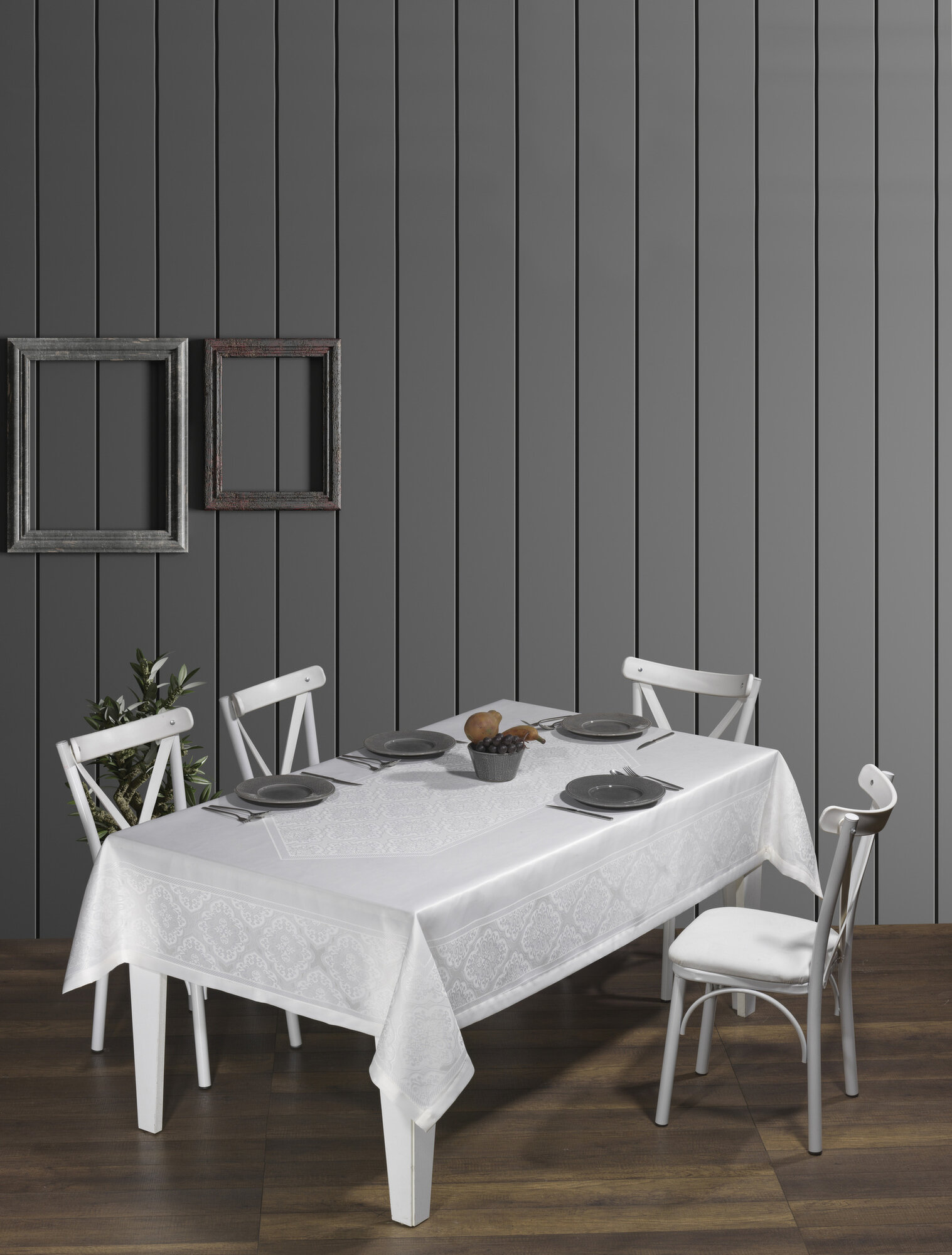 Скатерть броде жаккард 12311 Roma белый Doco (белый), Скатерть 160x220