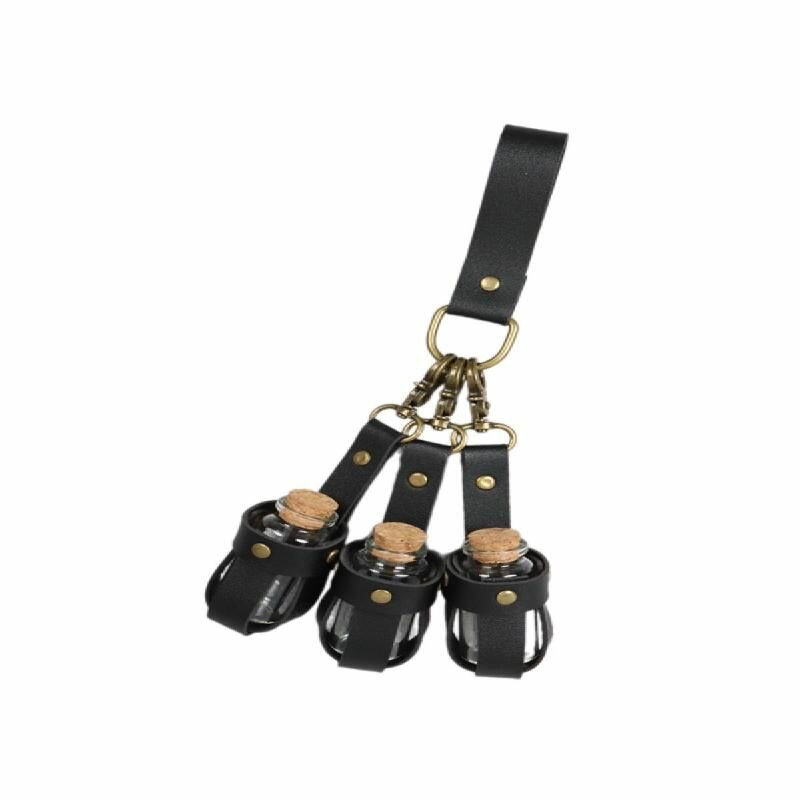 Бутылка ведьминого зелья с кожаным держателем, Черный