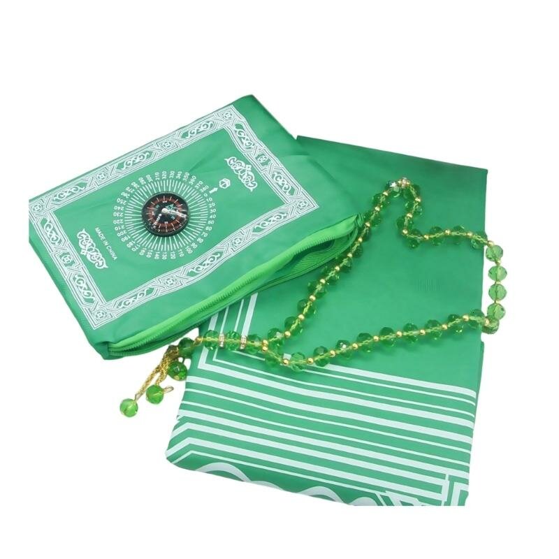 Молитвенный коврик для мусульман с компасом, Трава зеленая