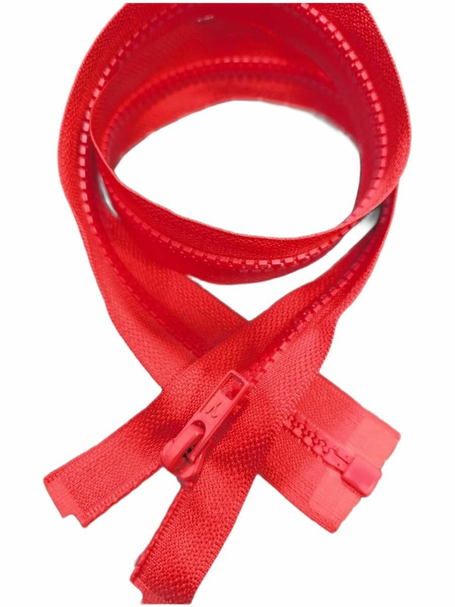 Молния, тракторная, курточная, разъемная 80 см, цвет красный .