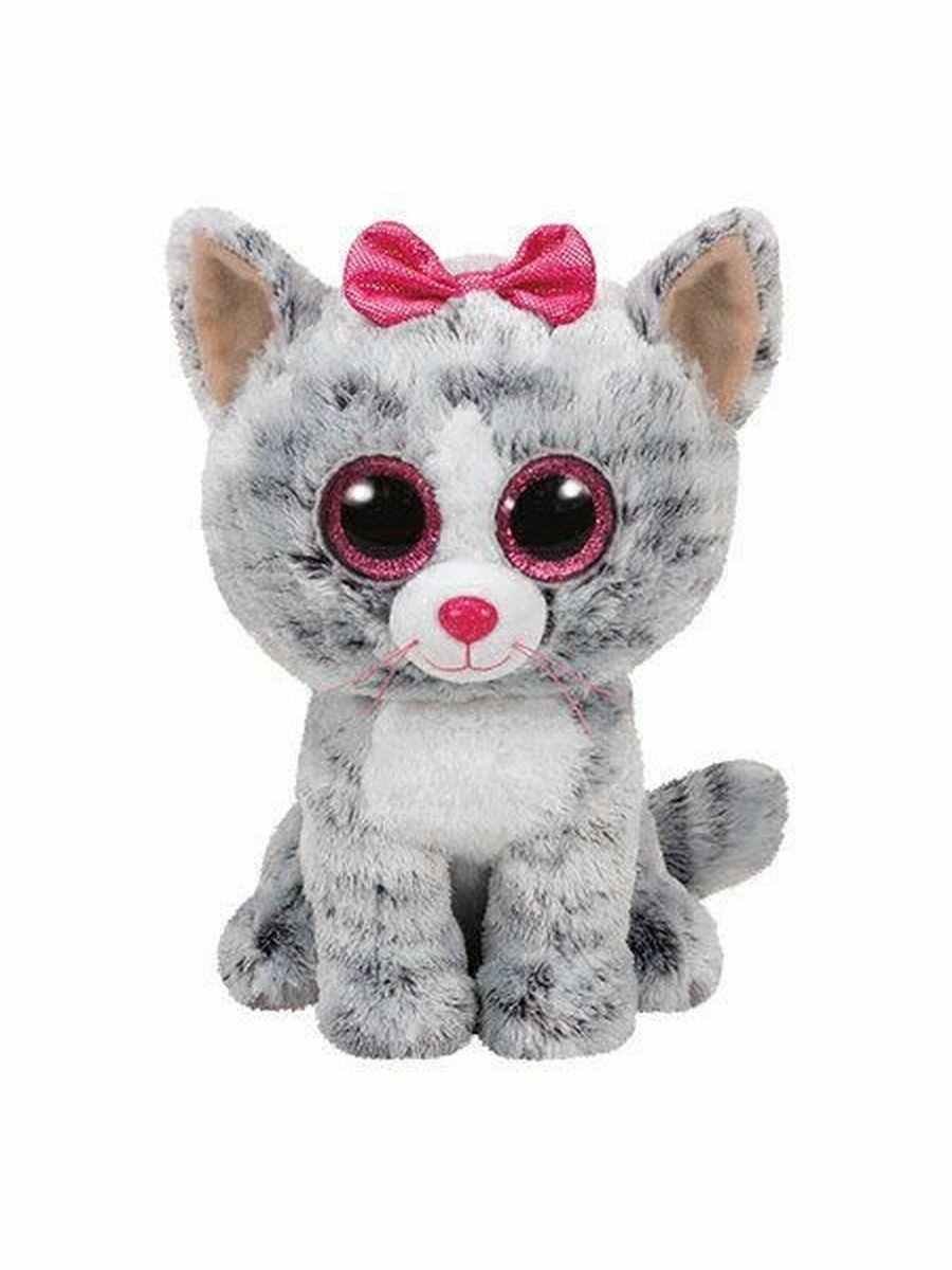 TY Детская мягкая игрушка Кики Кошка Серая, 25 см