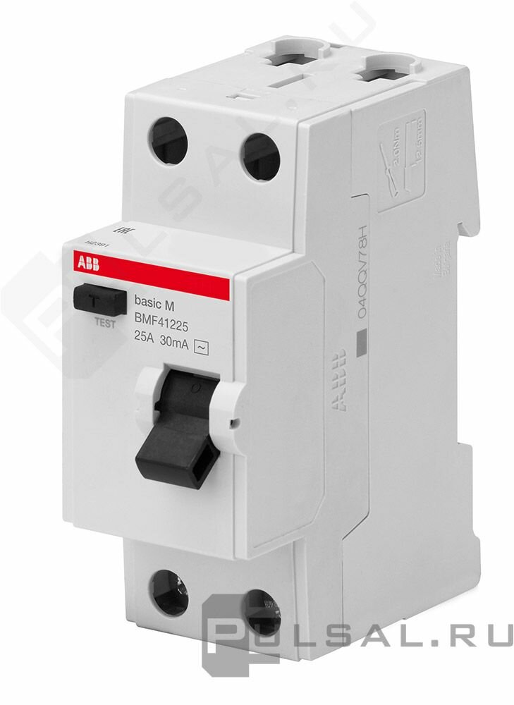 Выключатель дифференциального тока ABB 2 полюса 100 мА Тип - AC 40А