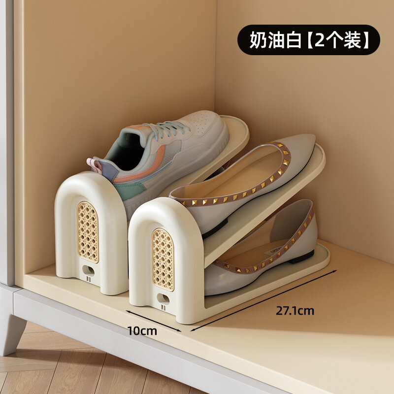 Регулируемая двухъярусная обувная полка, обувной шкаф, хранение обуви, экономия пространства, домашнее хранение обуви, двухъярусный пластиковый органайзер для обуви