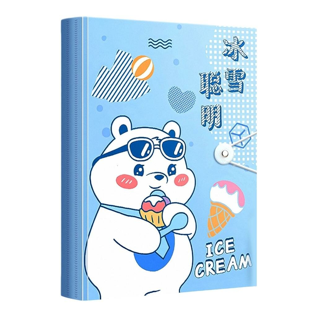 Папки-вкладыши для документов, Синий белый медведь - 60 страниц