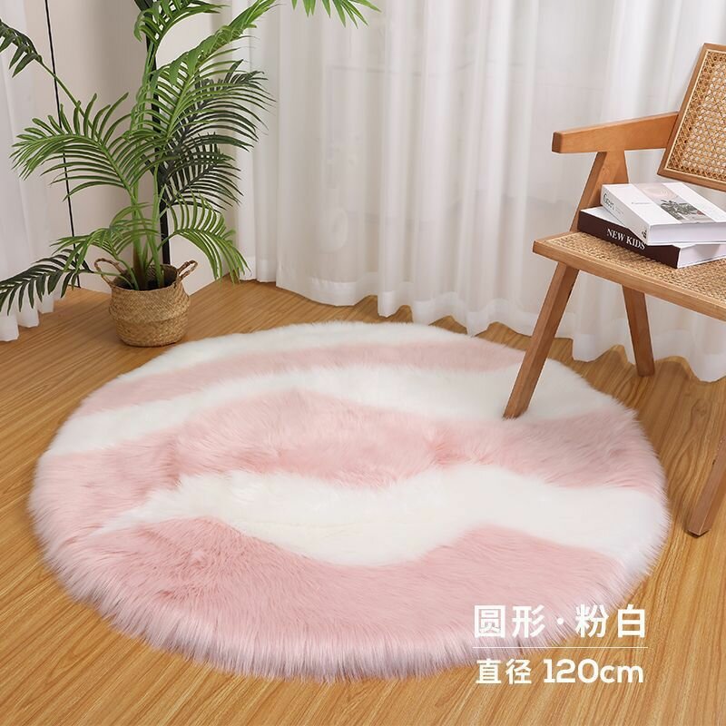 [2025] Ковер из искусственной шерсти в скандинавском стиле, утолщенный прикроватный коврик для спальни, плюшевый ковер для изножья кровати, плюшевый напольный коврик для дивана, подушка для эркера.