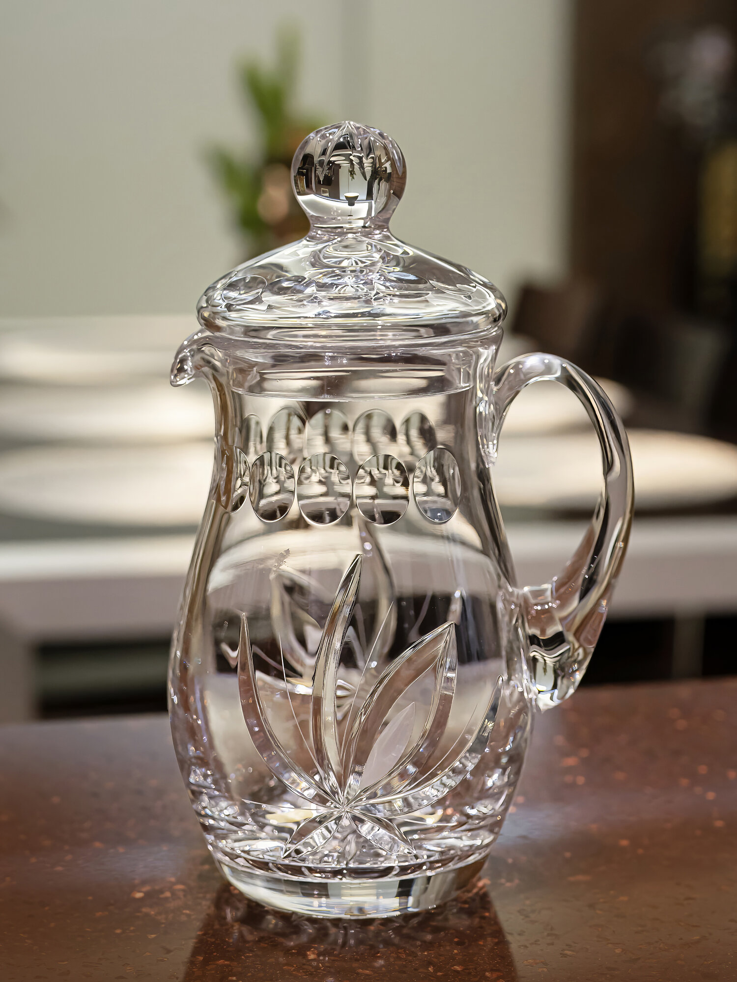 Хрустальный кувшин с крышкой для воды / сока / лимонада, объем1 л, Неман 900/43, 5108/1,0л