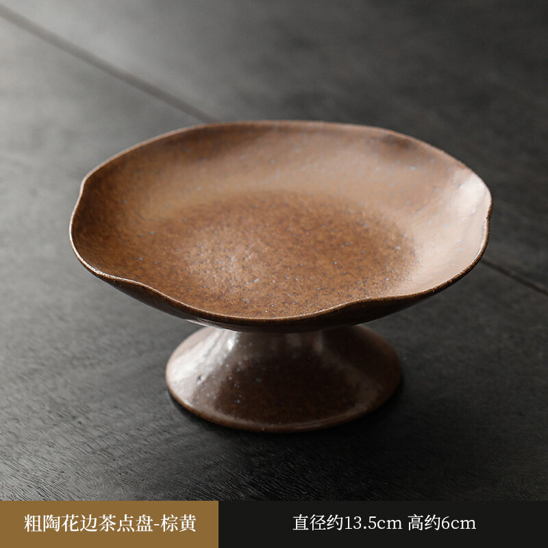 Грубая керамическая тарелка для чая и закусок, керамическая тарелка для фруктов, высокая десертная тарелка, японские закуски, поднос для сухофруктов, конфет и выпечки, маленькая тарелка