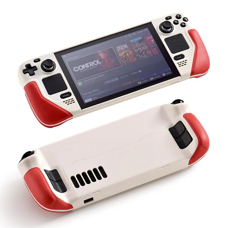 Защитный чехол для Steam Deck из воловьей кожи Upingzi white and red