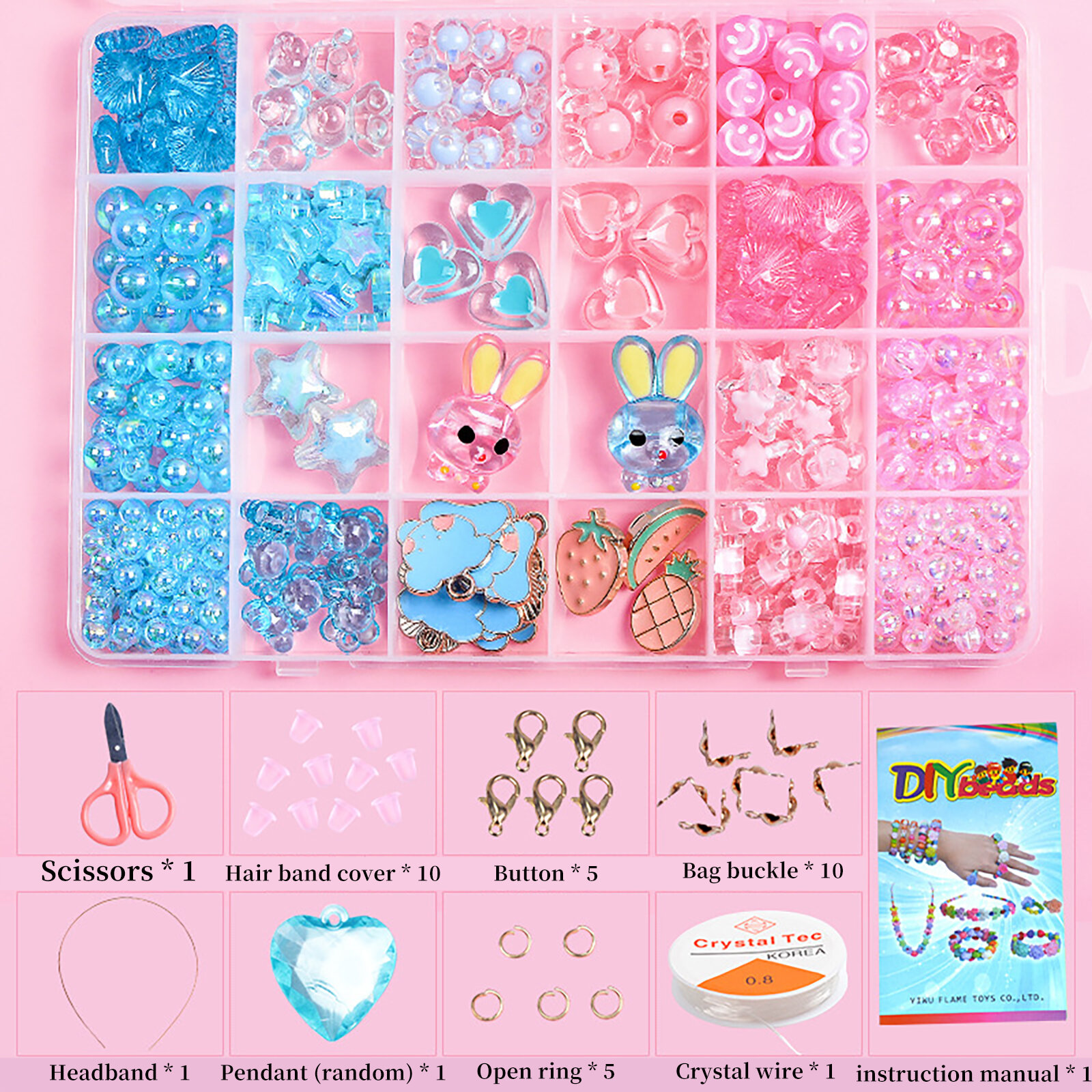 Набор для изготовления браслетов, ожерелий, резинок и колец из бусин для девочек - Аксессуары для изготовления украшений, наборы для рукоделия для детей, девочек, наборы для самодельного творчества с бусинами разных форм, 5-14 лет, под присмотром
