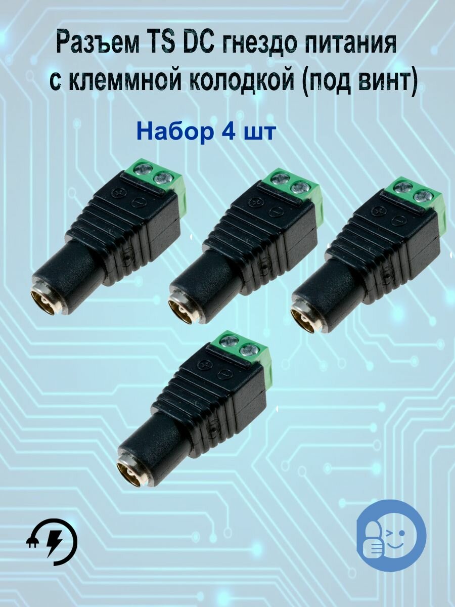 Коннектор разъем TS DC гнездо питания с клеммной колодкой, под винт 4 шт